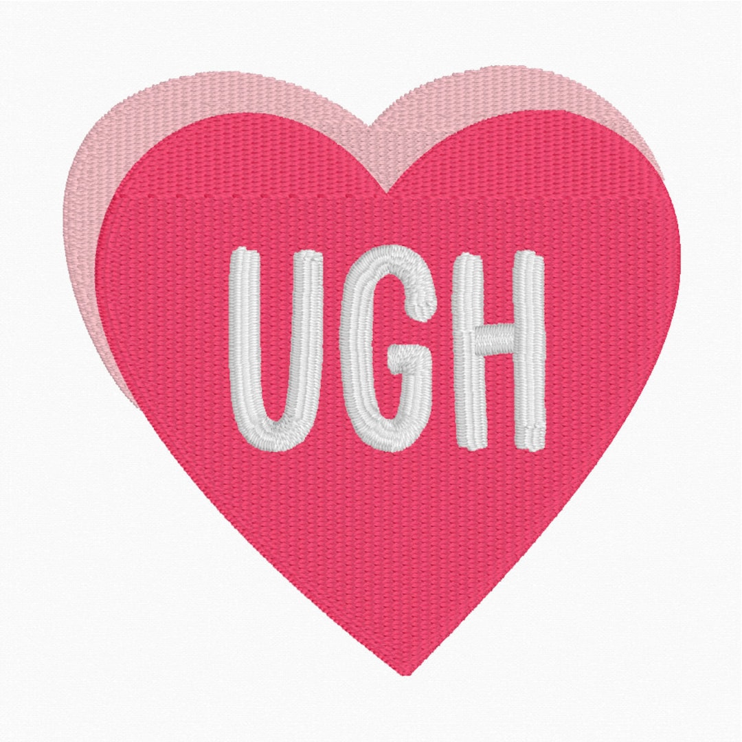 UGH Heart // Machine Embroidery Digital File, Love, Valentines, Heart ...