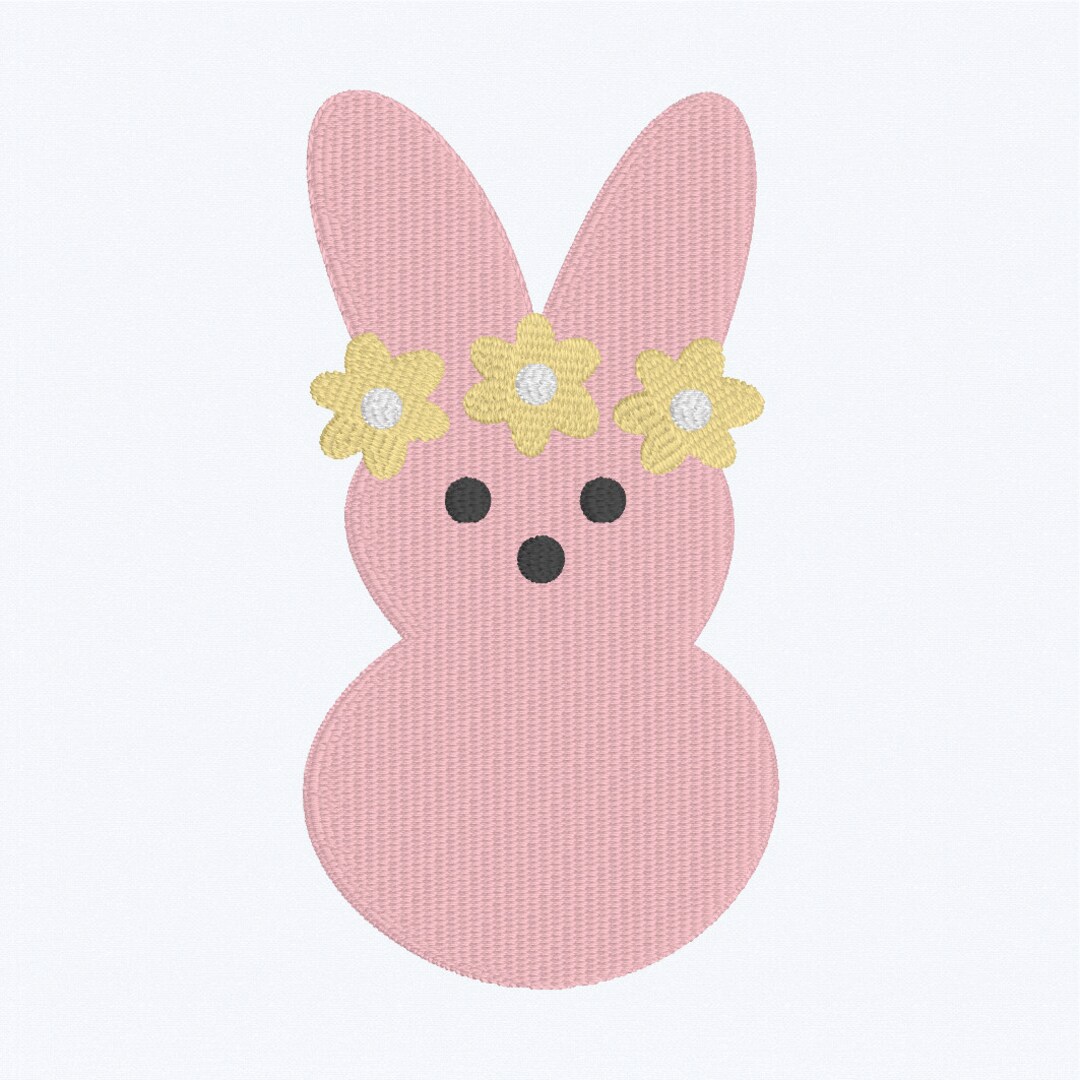 Easter Bunny Peep With Flowers Trendy // Machine Embroidery Digital ...