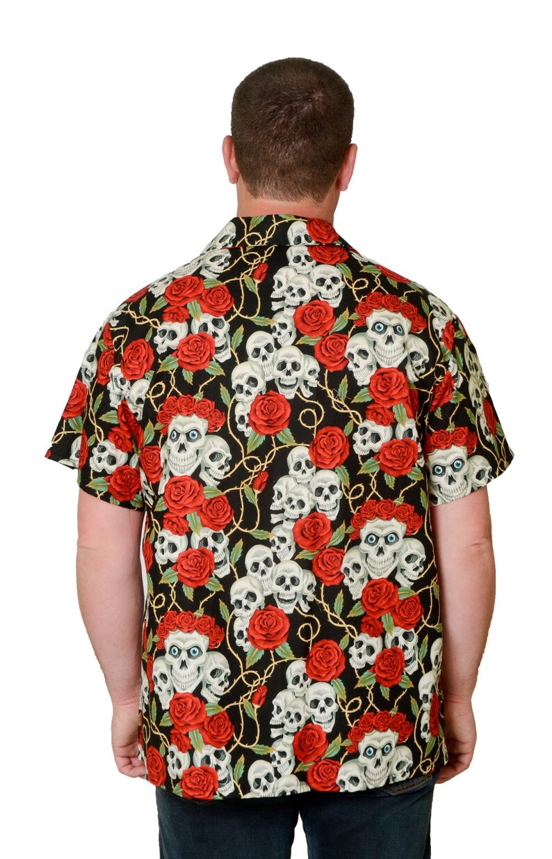 Skull and Roses Pattern - Red - Hawaiian Shirt - Etsy