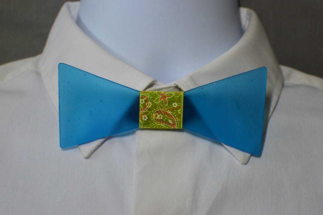 Blue Stained Glass Bow Tie, Sea Glass Bow Tie, Frosted Glass Bow Tie ...