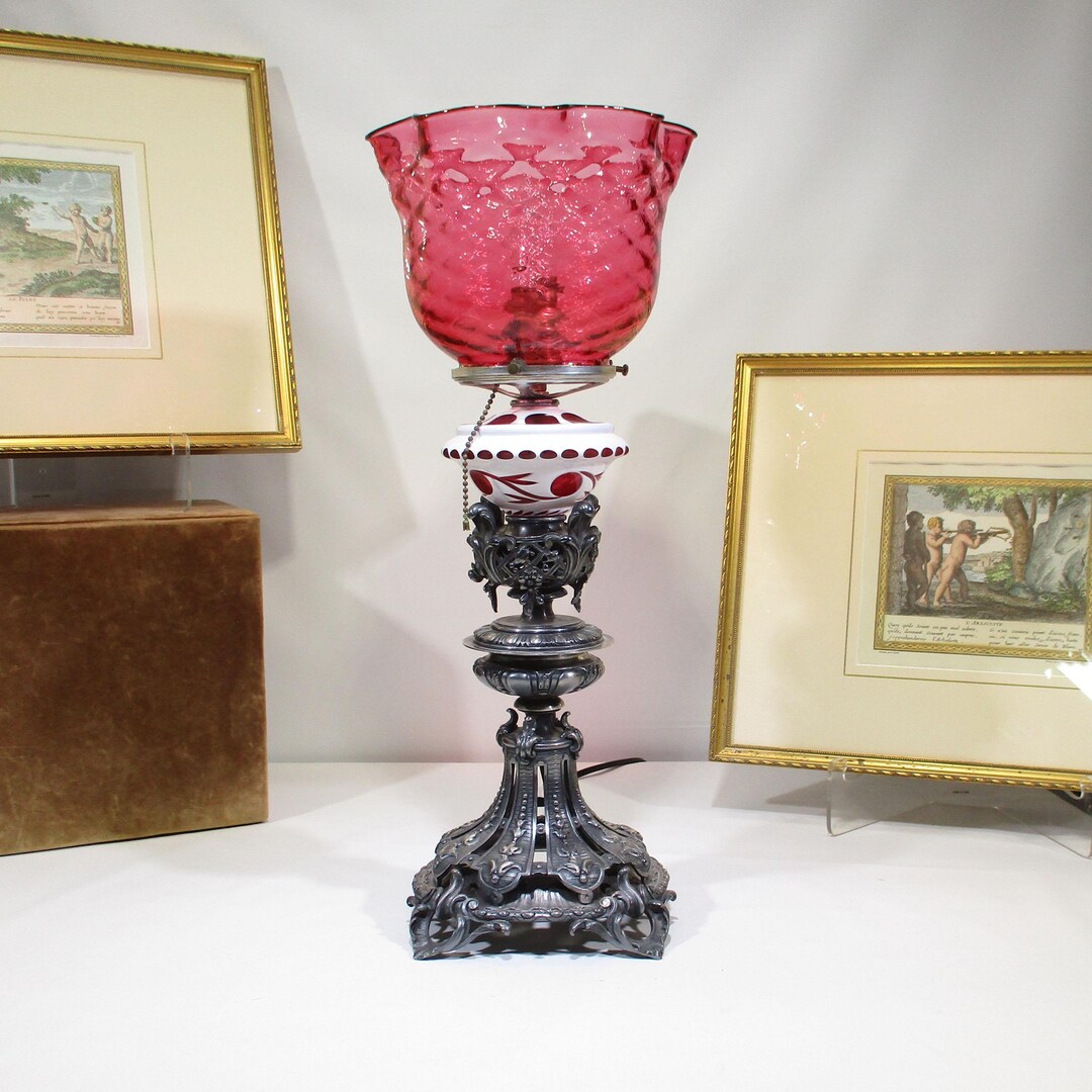 Victorian Silverplate, White Overlay and Quilted Diamond Cranberry Art ...
