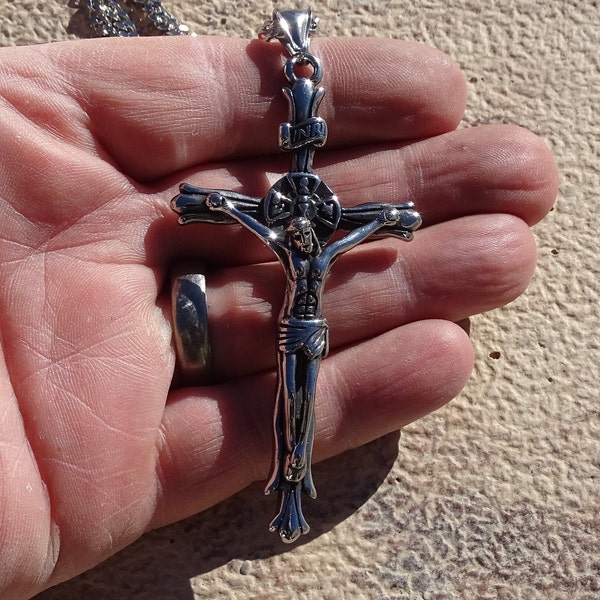 Large Stainless Steel Crucifix - Etsy