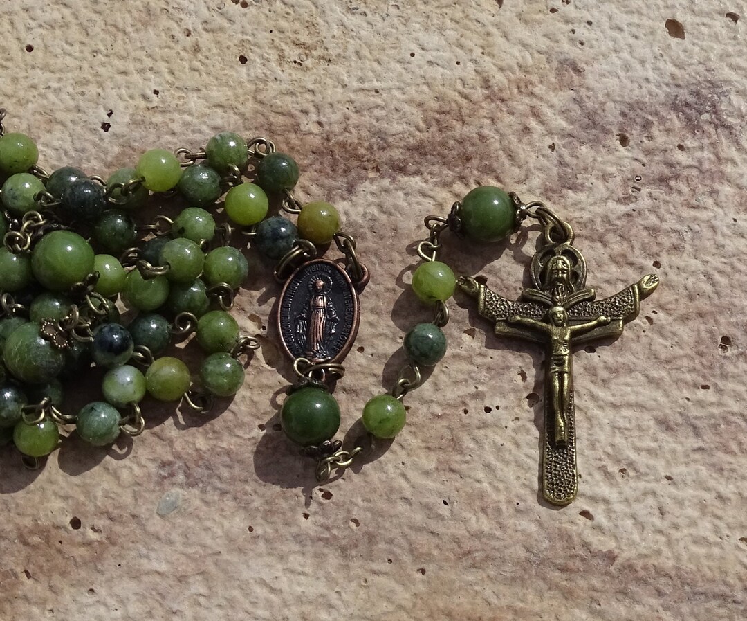 Celtic Rosary Beads,irish Catholic Rosary,ave Maria,jade Rosary,march ...