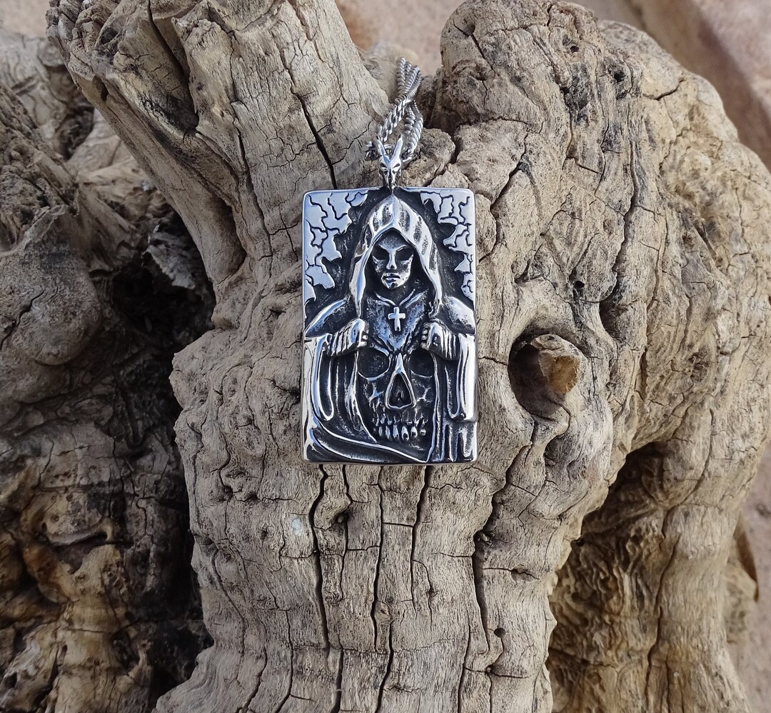 Goth Necklace,gothic Skull Pendant and Cross,chakra Reiki,wicca Wiccan ...