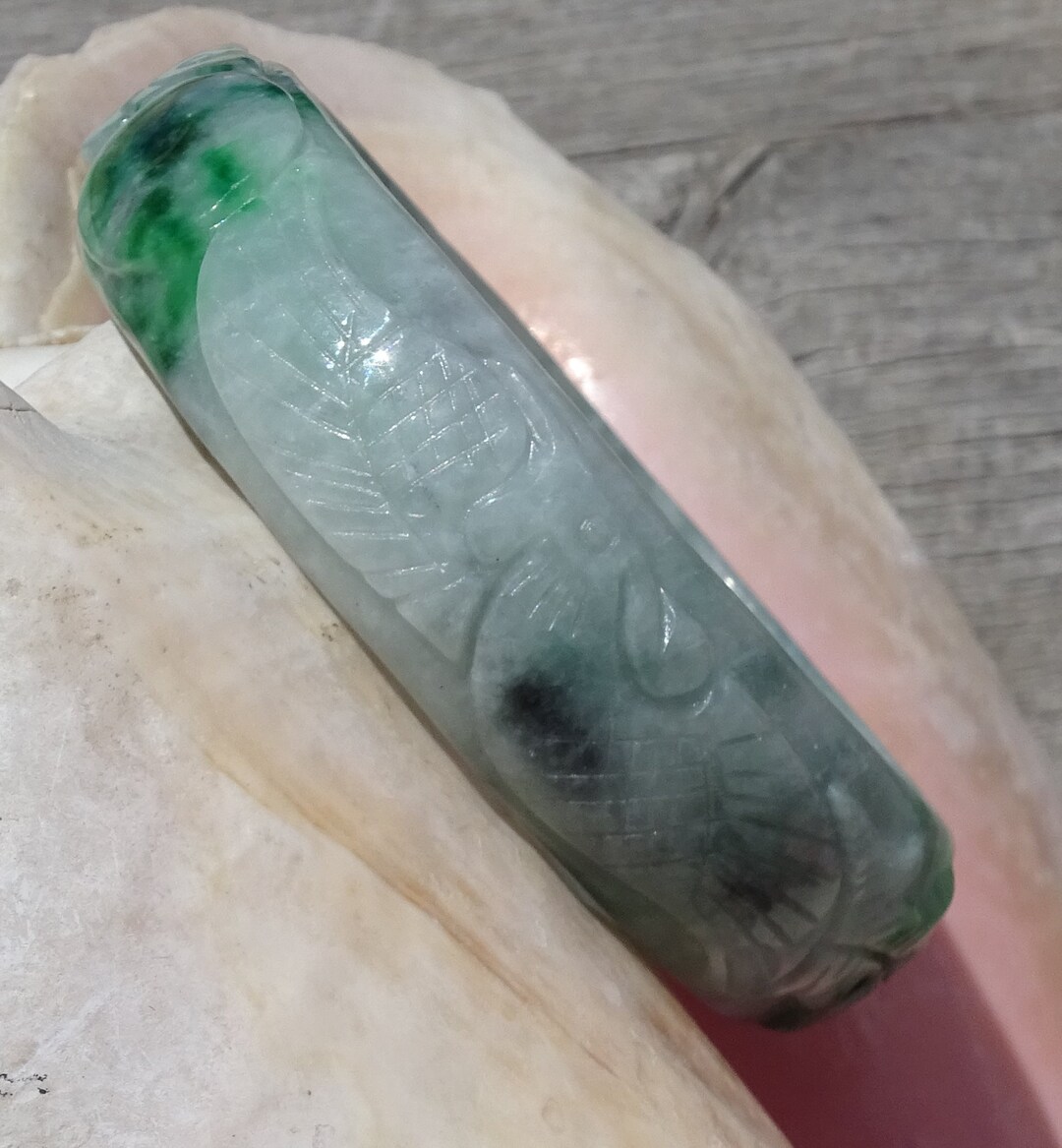 Carved Jade Bracelet,jade Bangle,solid Gemstone Bracelet,green Jade ...