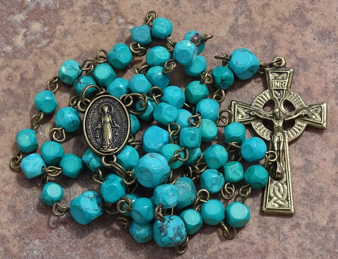 Celtic Rosary Beads,irish Catholic Rosary,turquoise Rosary,december ...