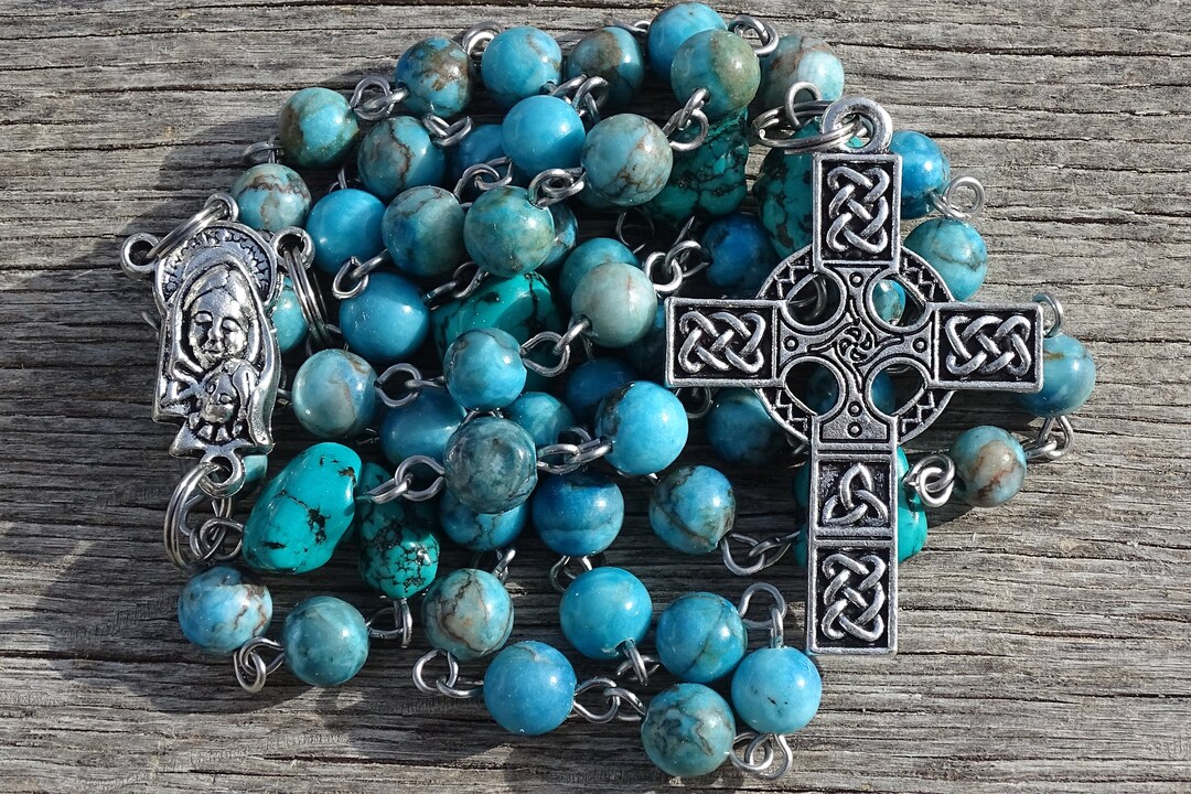 Celtic Rosary Beads,irish Catholic Rosary,turquoise Rosary,december ...
