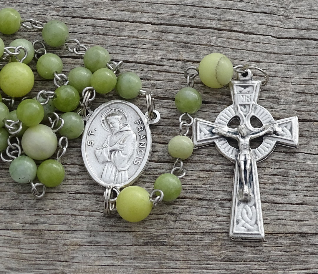 Celtic Rosary Beads,irish Catholic Rosary,peridot Rosary,may Birthstone ...