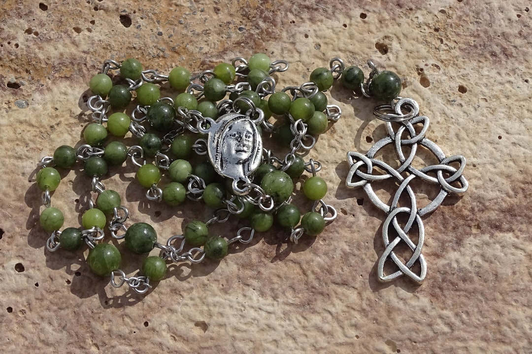 Celtic Rosary Beads,irish Catholic Rosary,celtic Cross,jade Rosary ...