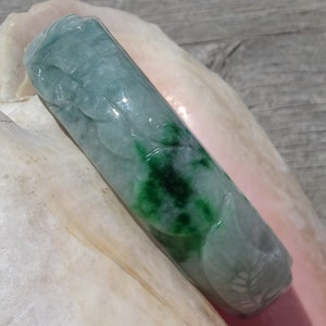 Carved Jade Bracelet,jade Bangle,solid Gemstone Bracelet,green Jade ...