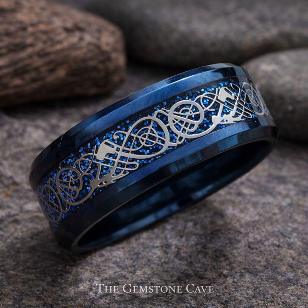 Stainless Steel Finger Ring Band - Irish Celtic Knot Design - Wedding ...