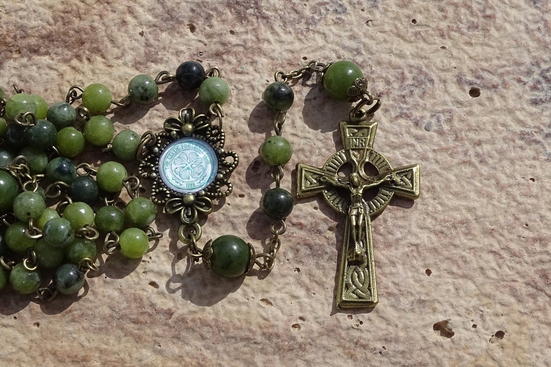 Celtic Rosary Beads,irish Catholic Rosary,celtic Cross,jade Rosary ...