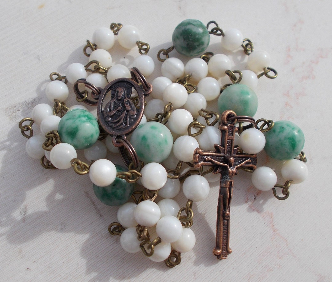 Rosary Beads,catholic Rosary,jade Rosary,rosaries,mother of Pearl ...