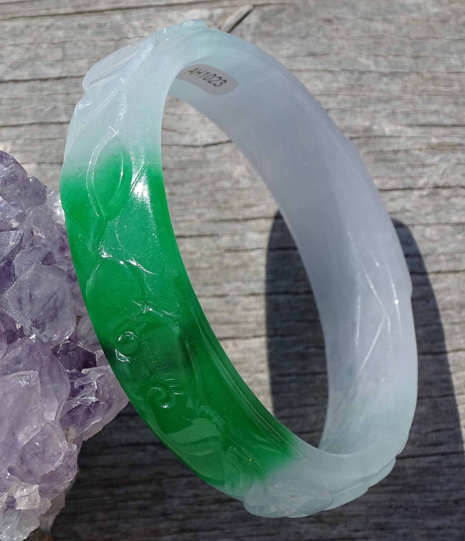 Carved Green Jade Bangle Bracelet, Gemstone Jewelry (57.80 Mm) - Etsy