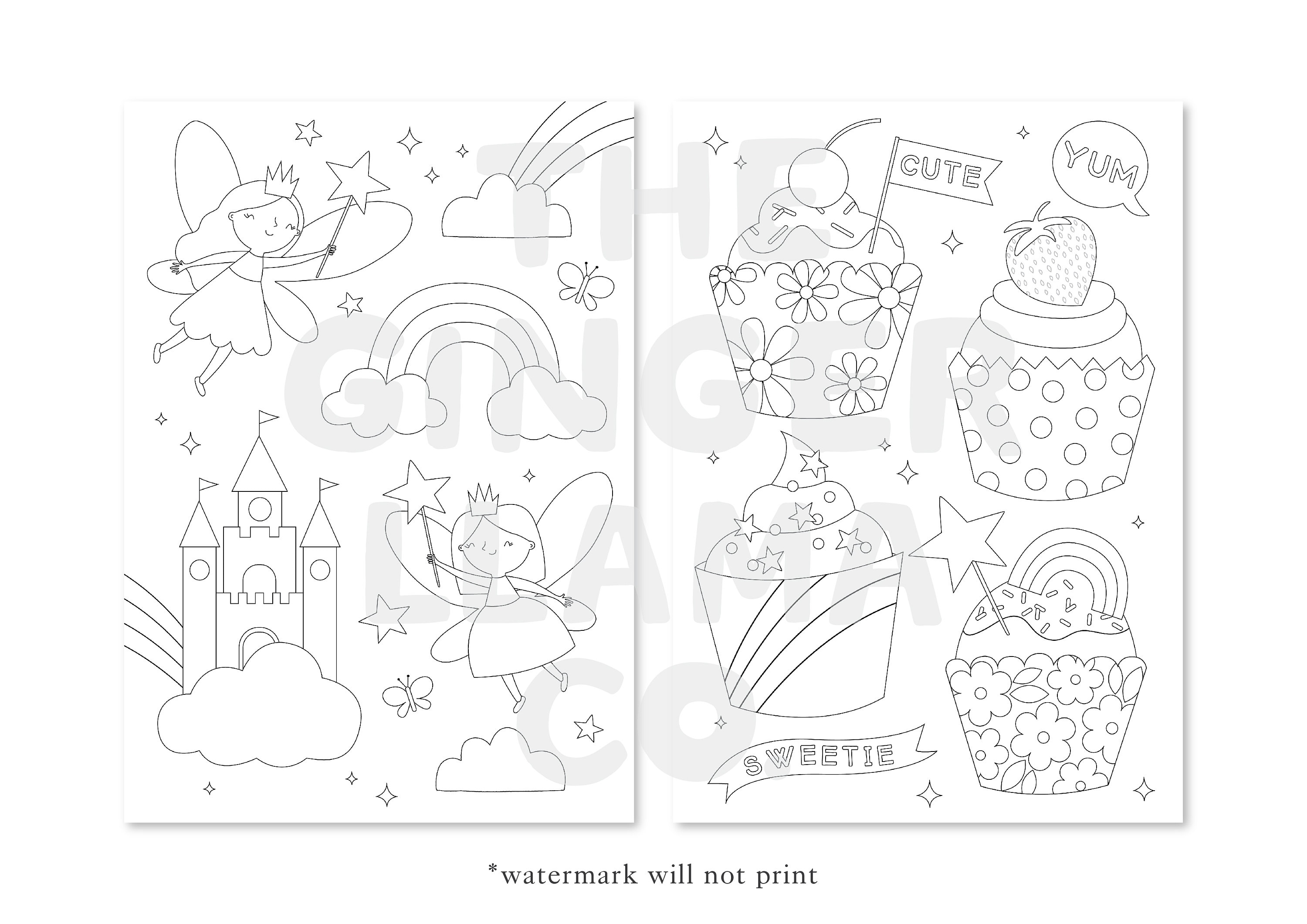 Fairy Princess Coloring Pages Kids Activities Printable Mermaid ...