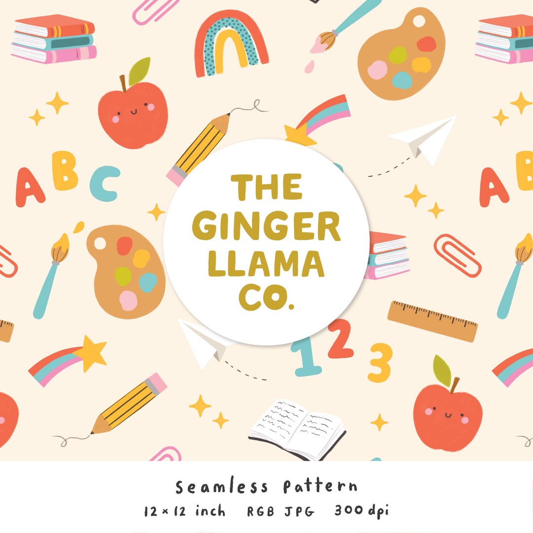 Seamless Pattern Back to School, Digital Paper Download, Kindergarten ...