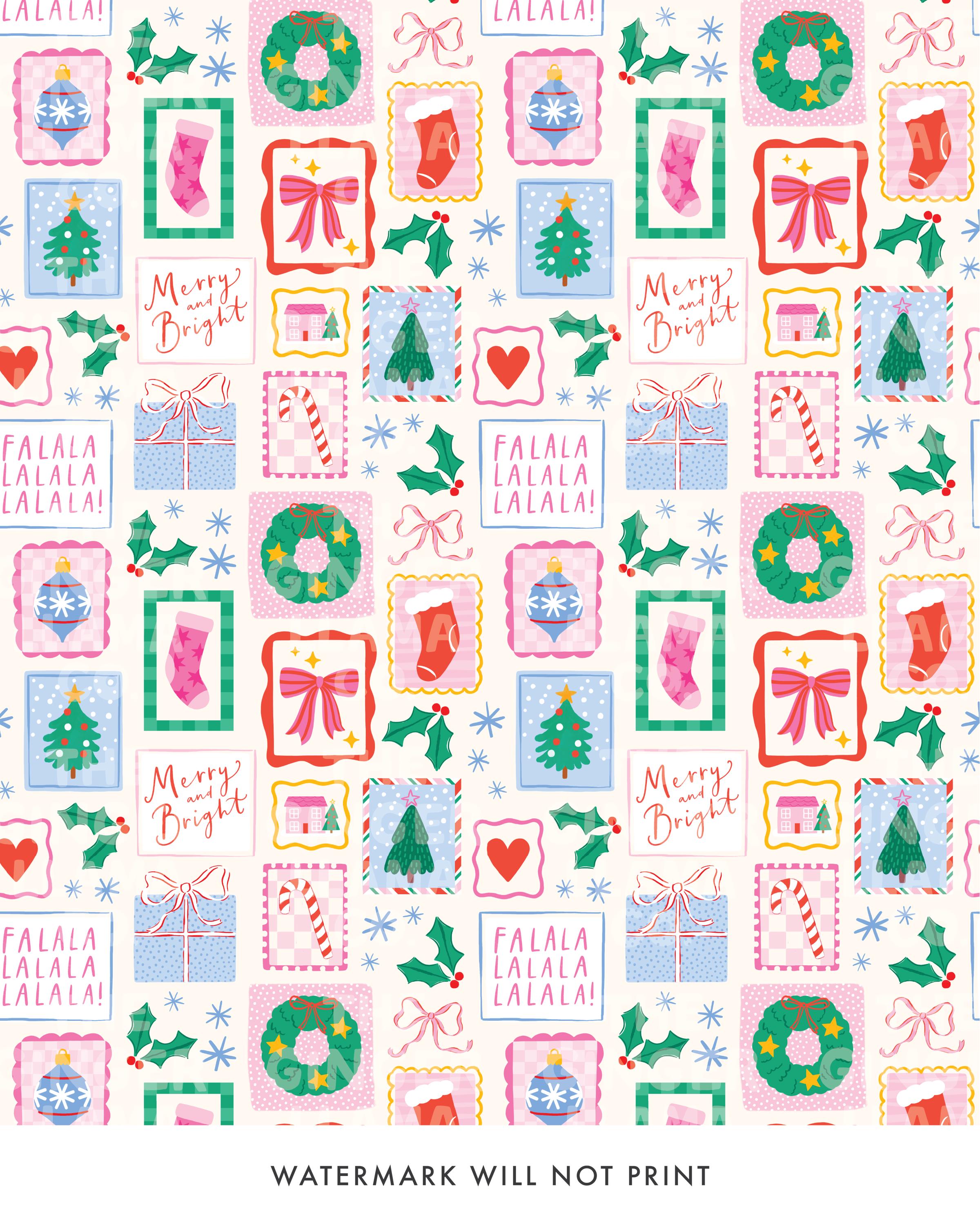 Coquette Christmas Seamless Pattern Bundle, Digital Patterns for ...
