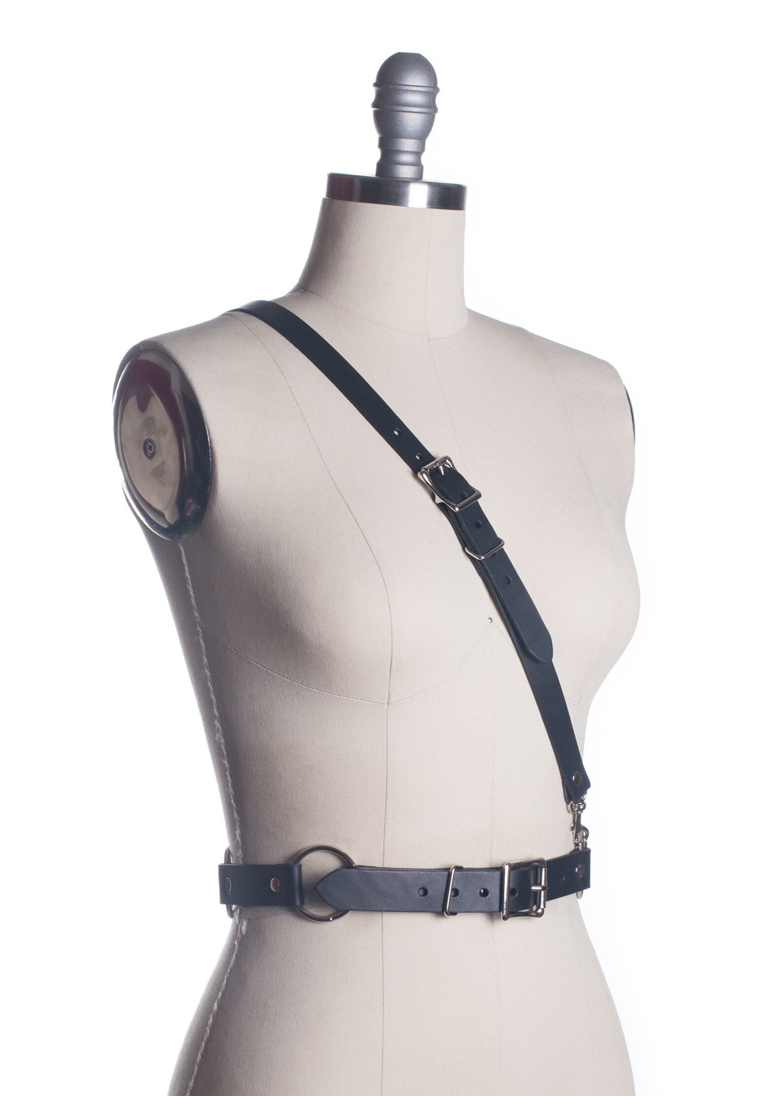 Bandolier Harness - Asymmetrical Belt, Black Leather, Vegan Leather ...