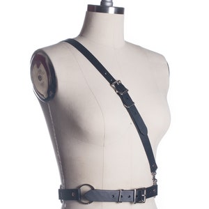 Bandolier Harness - Asymmetrical Belt, Black Leather, Vegan Leather ...