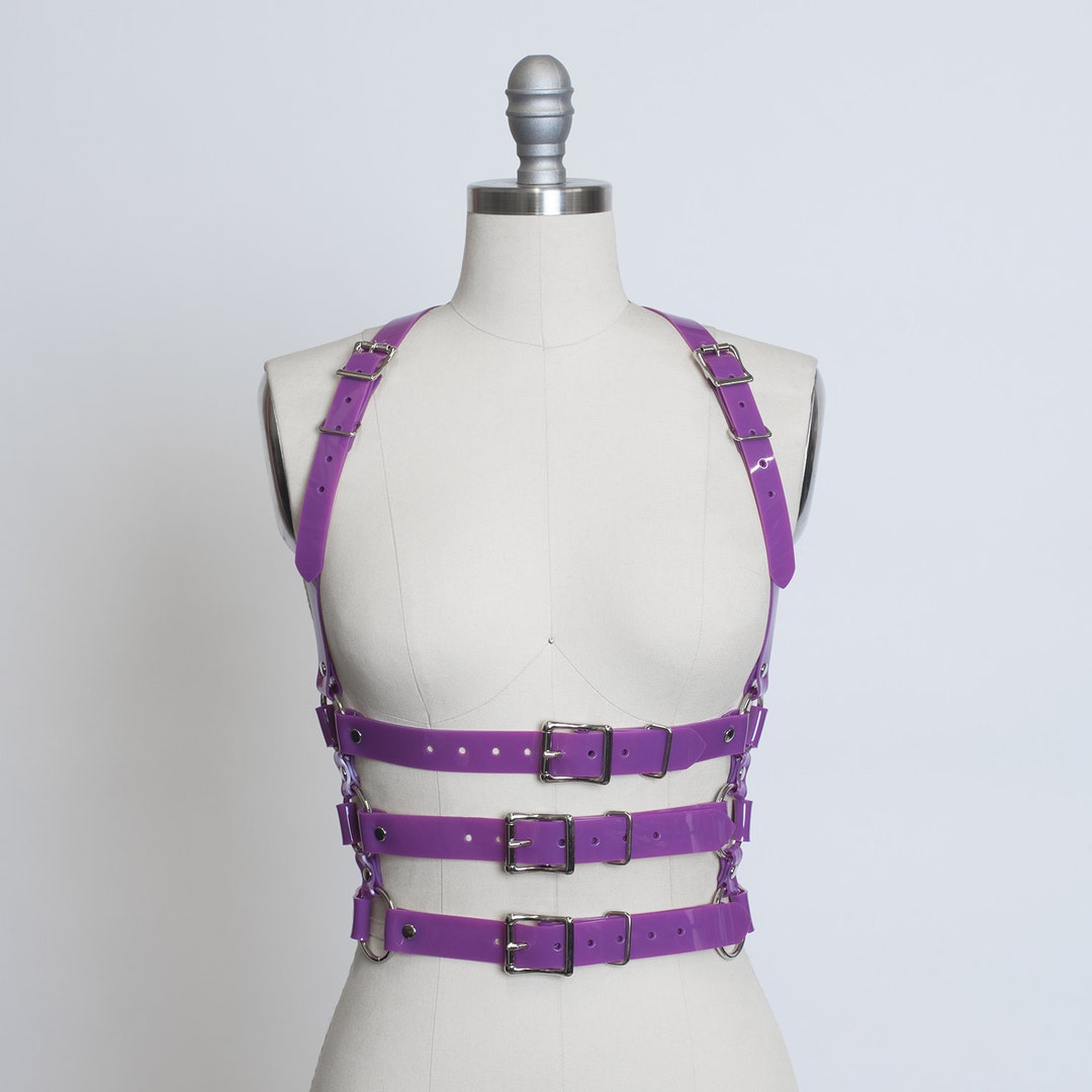 Ultra Violet Harness - Purple Pvc Harness, Pink Vinyl, Triple Buckle ...