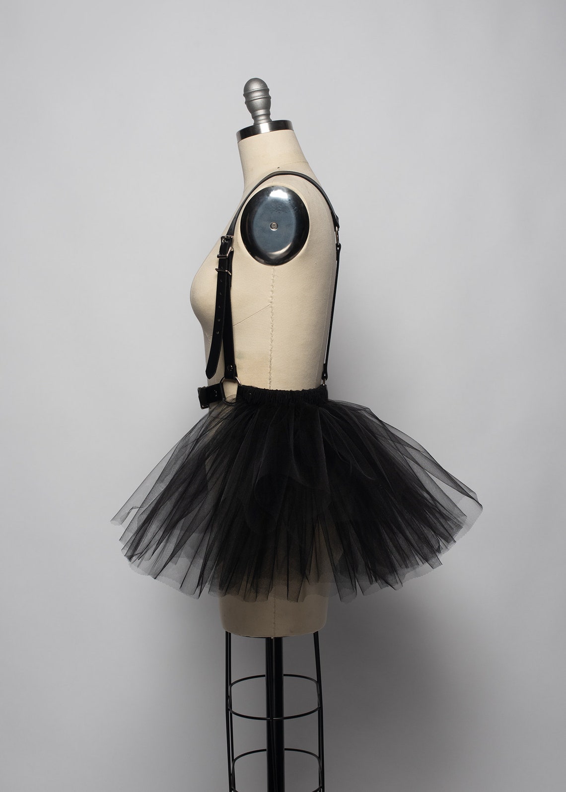 Odette Tutu Harness Skirt, Tulle Peplum, Black Leather, White PVC ...