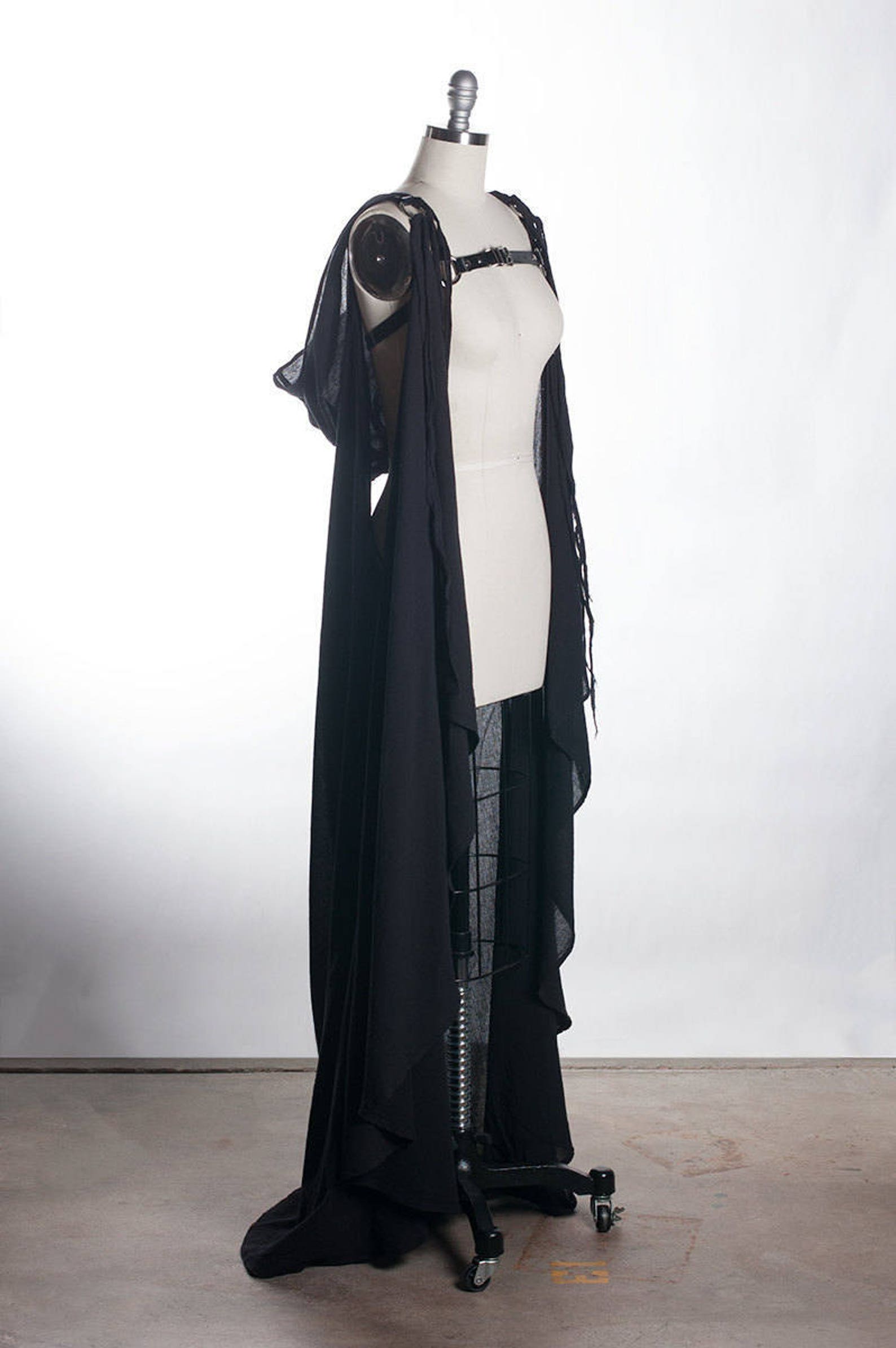 CAPE CHEST HARNESS Post Apocalyptic Top With Hood Draped - Etsy