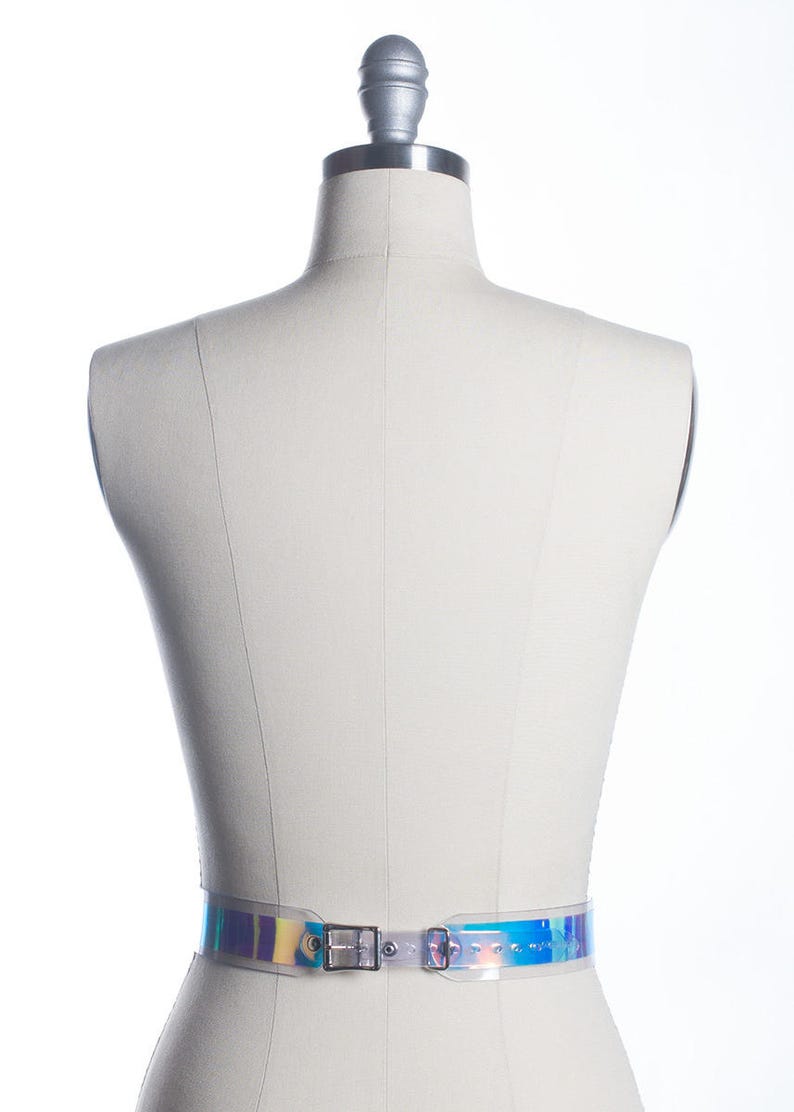 HOLOGRAPHIC BELT Iridescent Vinyl Clear Pvc Waist Belt - Etsy