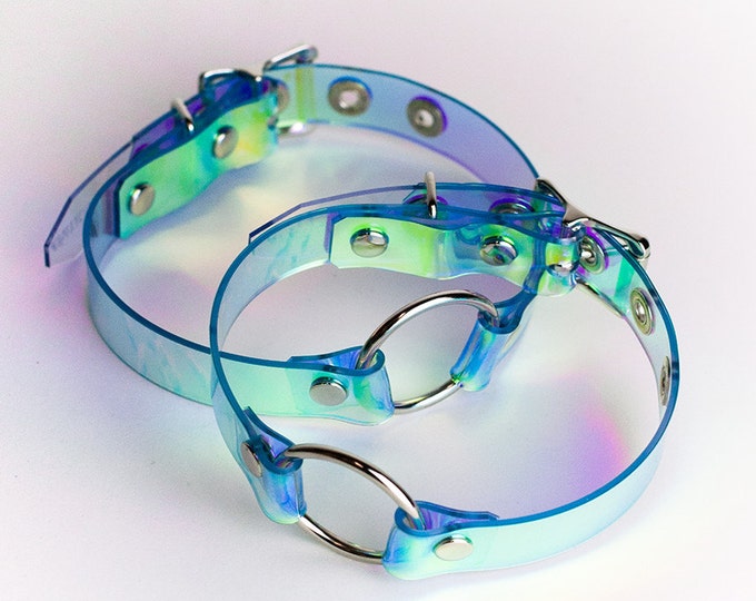 O My Collar - Holographic Iridescent Choker Collar, Clear Pvc Vinyl, O ...