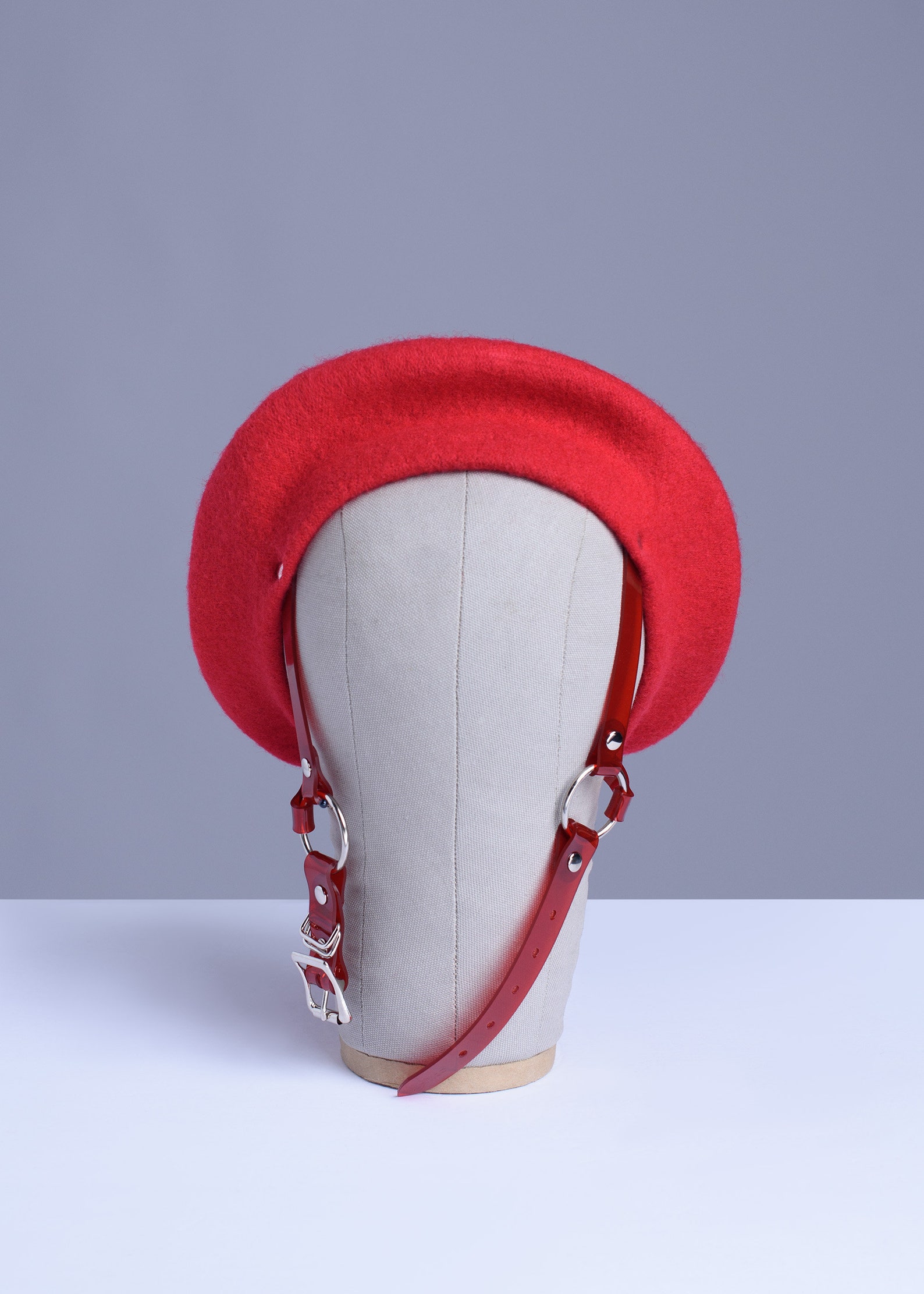 Cristina Harness Beret - Gothic Hat - Minimal Style - Translucent Red ...