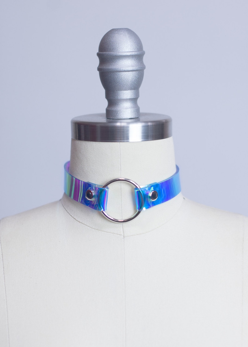 O My Collar - Holographic Iridescent Choker Collar, Clear Pvc Vinyl, O ...