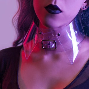 SHIRT COLLAR CHOKER - Clear Pvc Vinyl - Pointed Collar - Pvc Collar ...