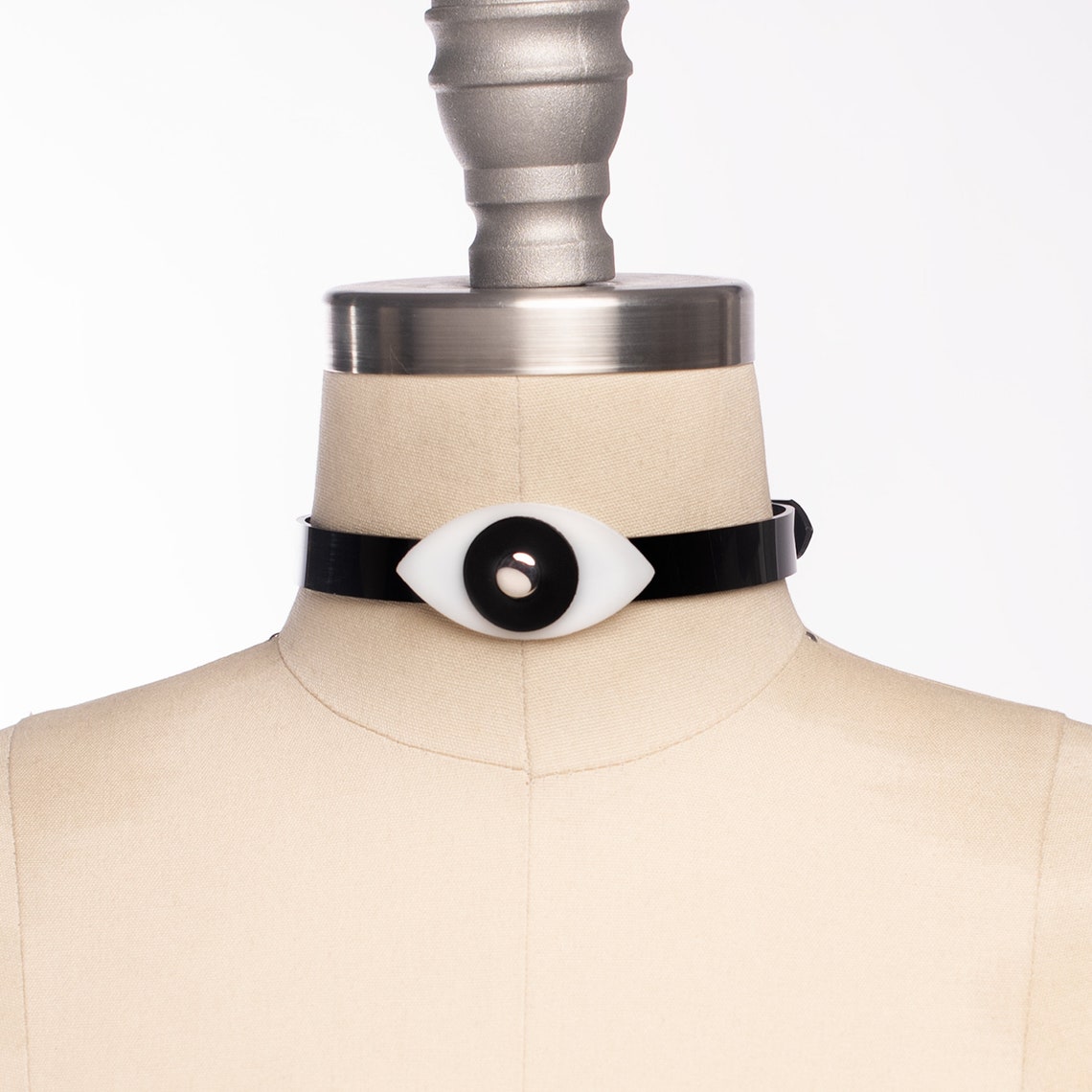 Evil Eye Choker Collar: Black & White PVC, Gothic Witchy Occult ...