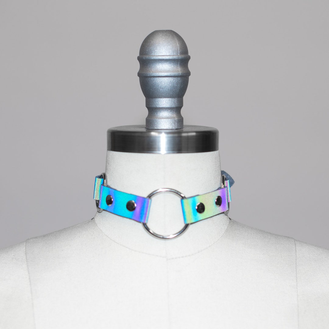 Reflective O-ring Choker: Holographic Rainbow Collar, Rave Festival - Etsy