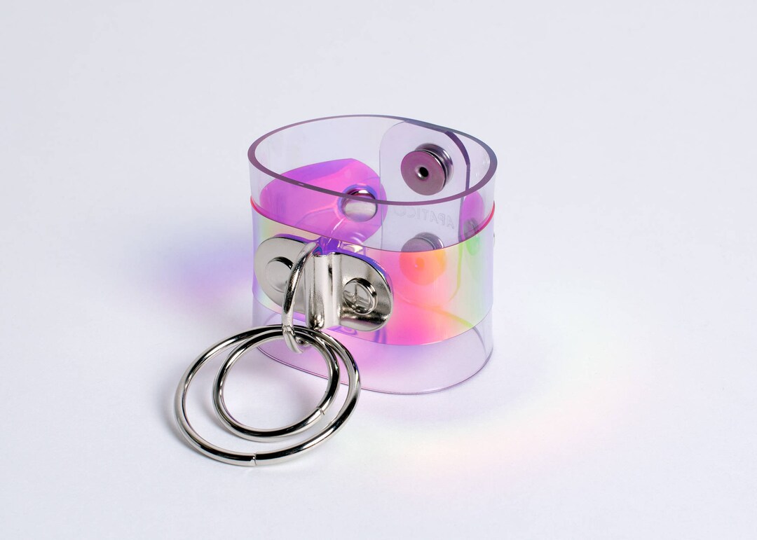 HOLOGRAPHIC TROUBLE CUFF Bracelet - Iridescent Vinyl - Clear Pvc ...