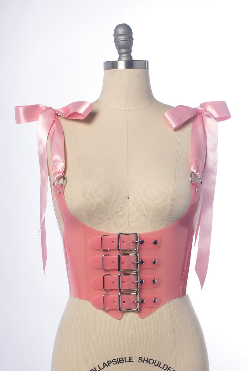 Pink Marie Buckle Harness Bodice, Pastel Pvc Corset, Soft Girl ...
