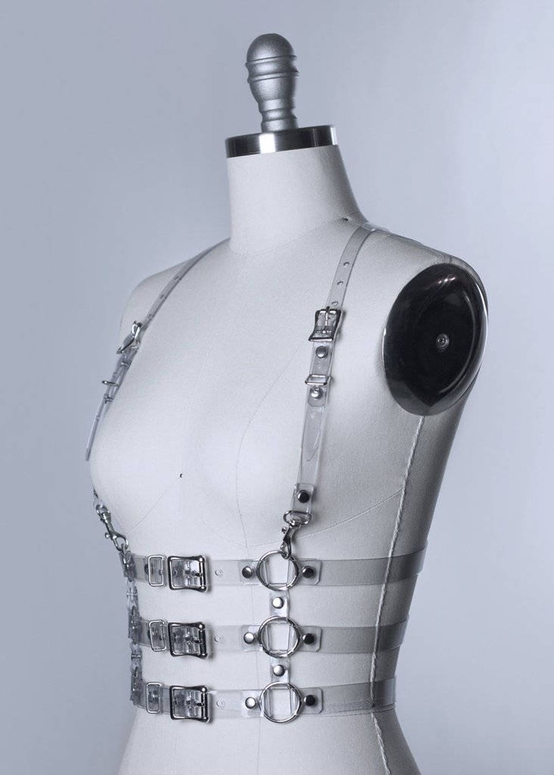 TRINITY HARNESS Clear PVC Harness Black Leather Triple | Etsy