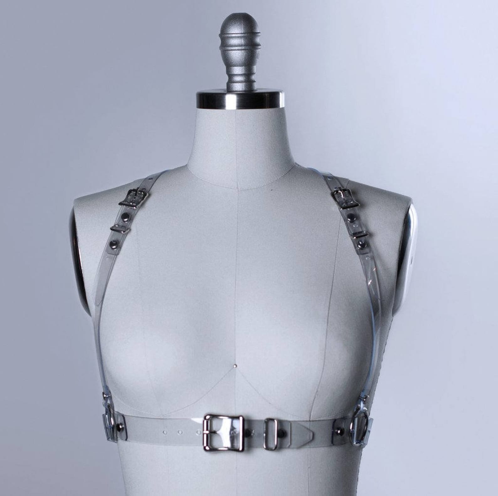 MULTIPASS HARNESS - Skinny Gothic Harness Belt - Clear PVC Vinyl ...