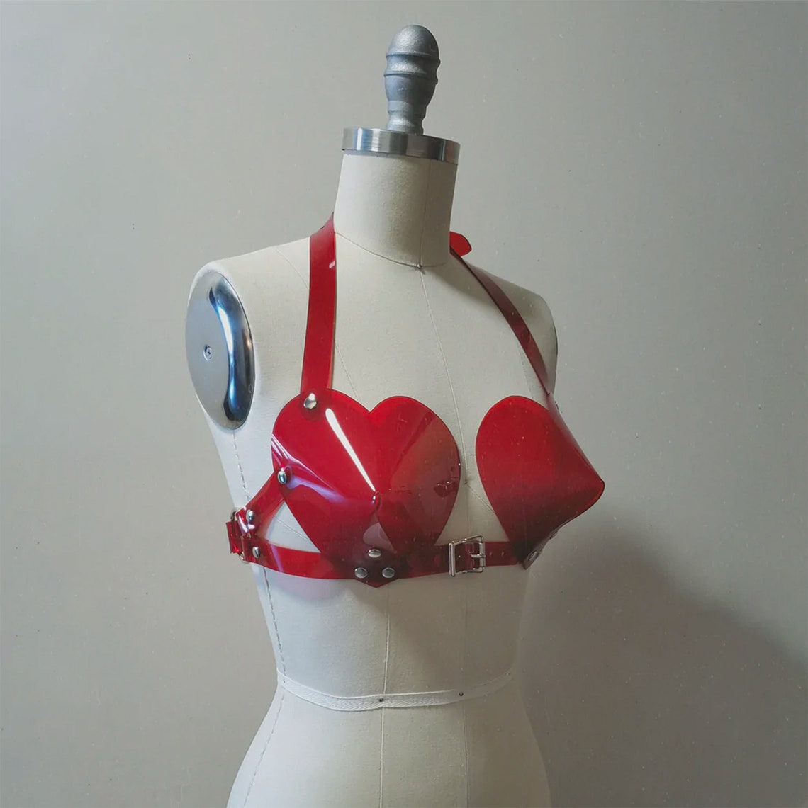 Heart Shaped Harness, Cone Bra, Pvc Halter Top, Retro Bullet Bra, Vegan ...