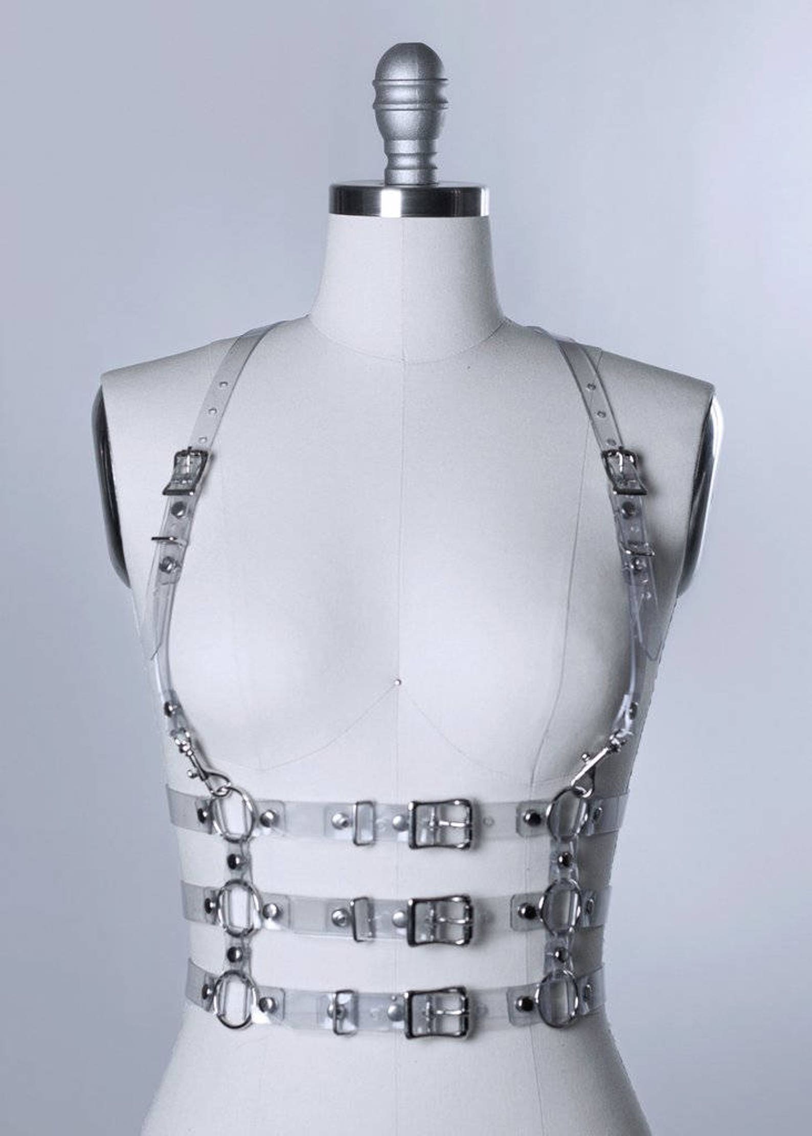 TRINITY HARNESS Clear PVC Harness Black Leather Triple | Etsy