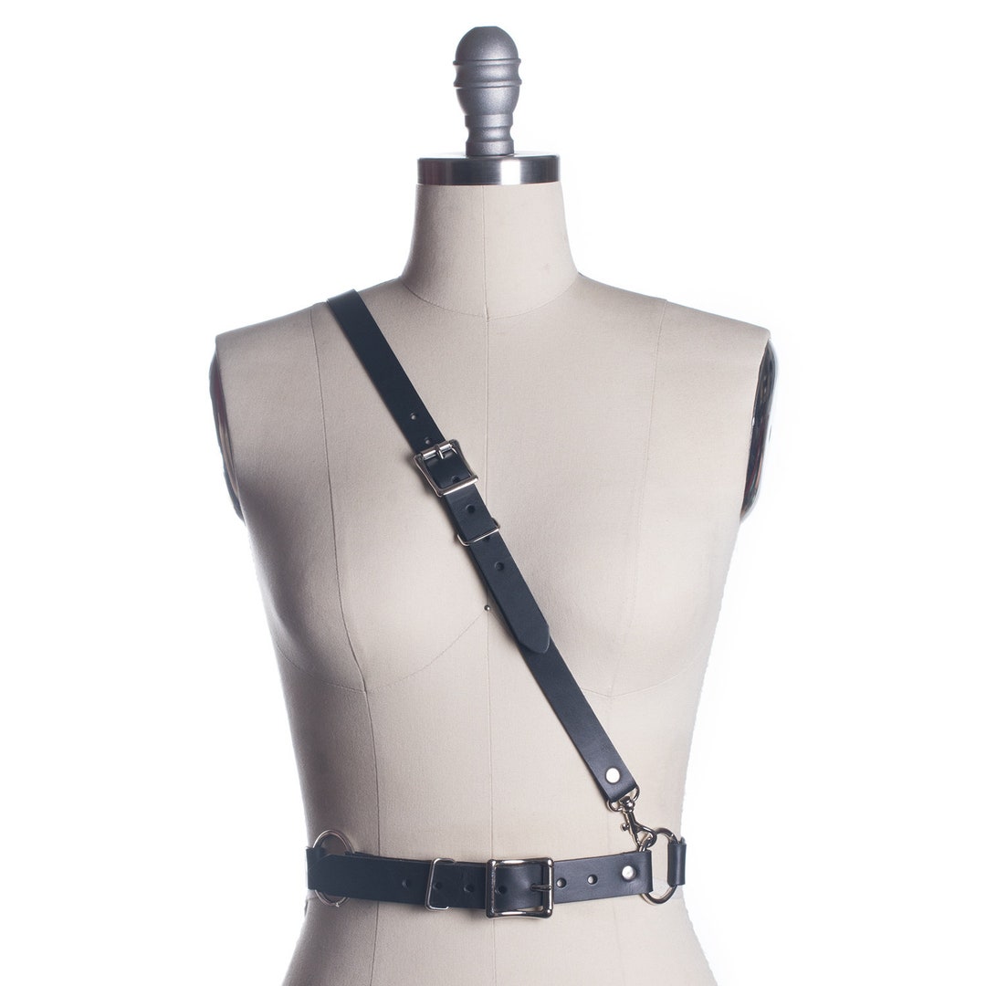 Bandolier Harness - Asymmetrical Belt, Black Leather, Vegan Leather ...