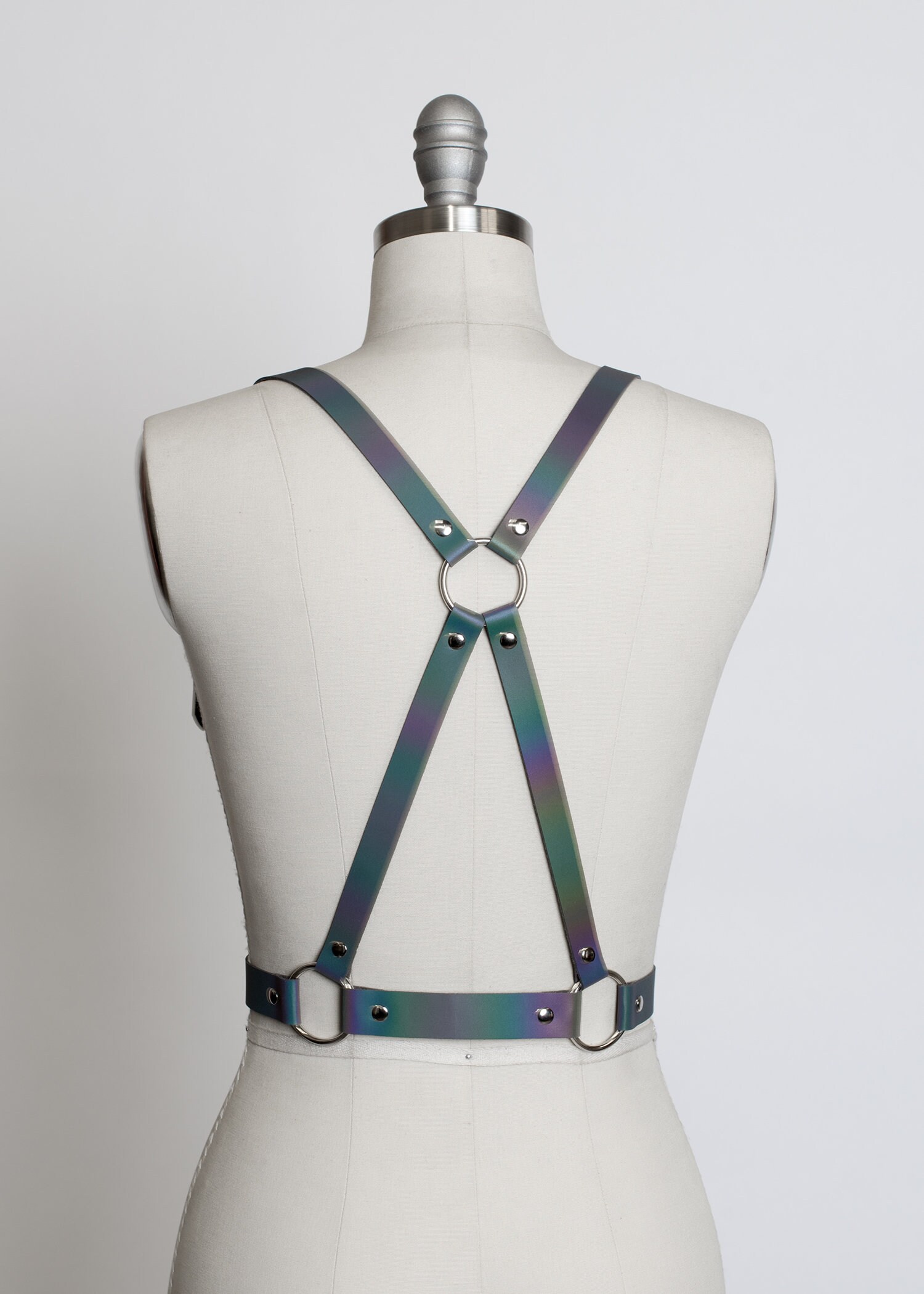 Reflective Harness Belt: Iridescent Rainbow PVC, Rave Cyberpunk Fashion ...
