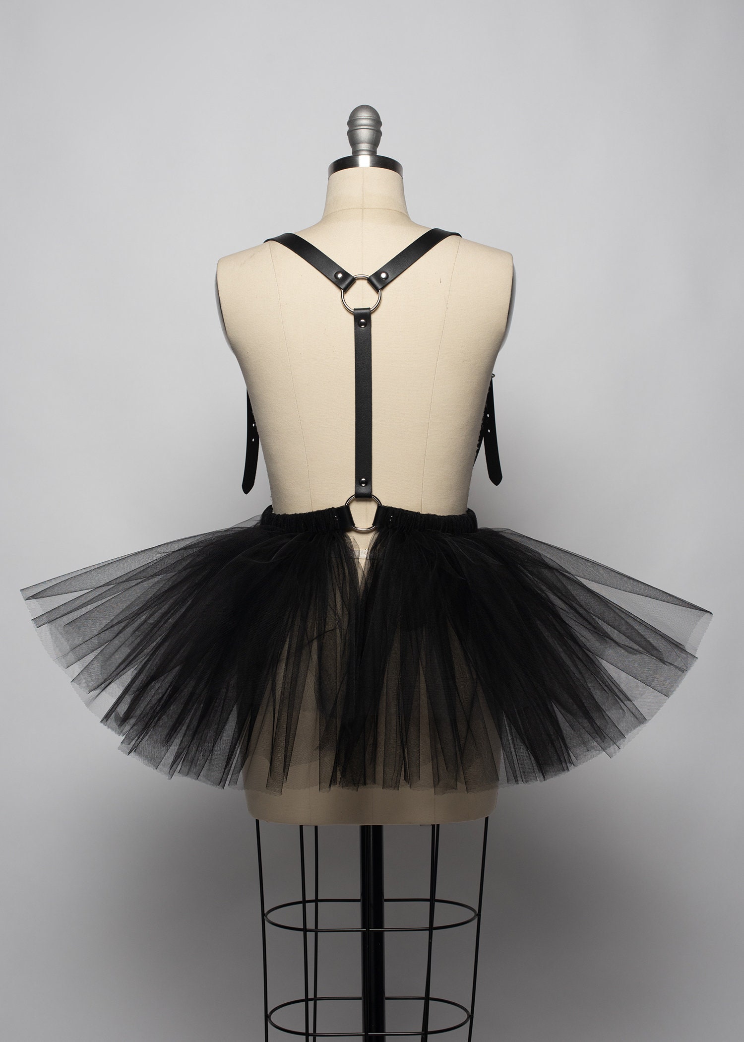Odette Tutu Harness Skirt, Tulle Peplum, Black Leather, White PVC ...