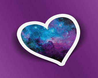 Galaxy Heart Vinyl Sticker - Etsy