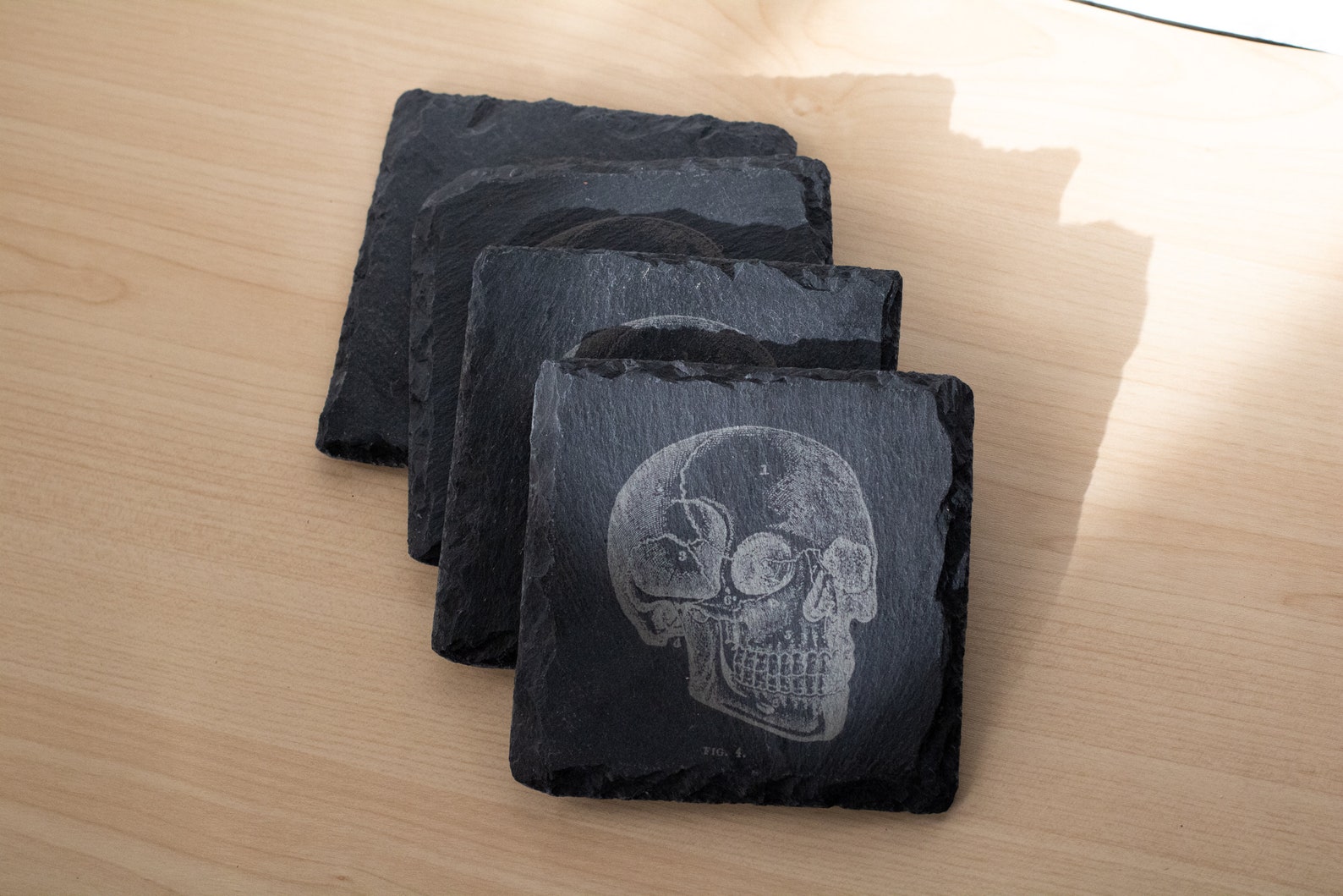 Skull Slate Coasters Vintage Style Coasters Set 4 Pack - Etsy