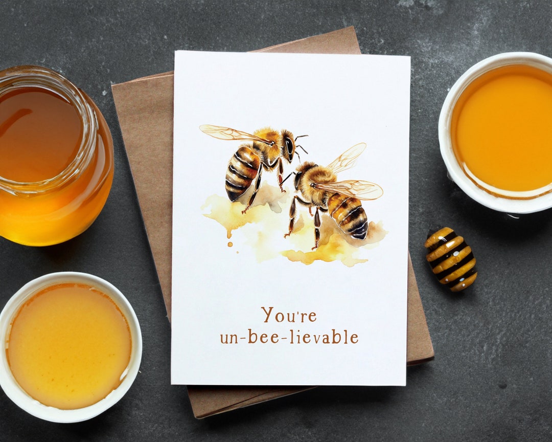 Watercolor Bees Greeting Card for Un-bee-lievable Appreciation - Etsy