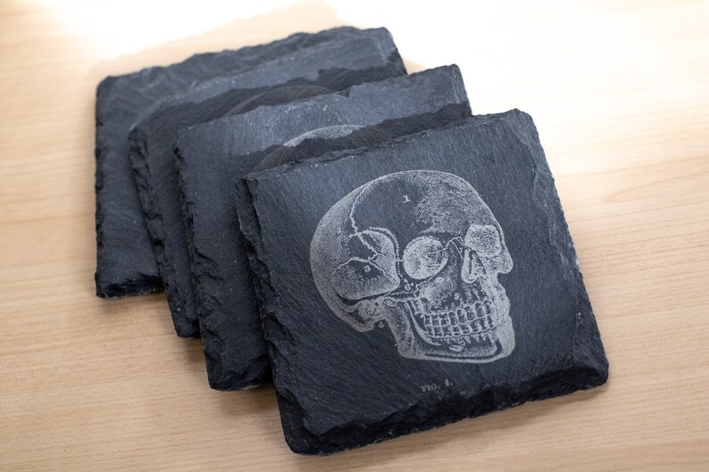 Skull Slate Coasters Vintage Style Coasters Set 4 Pack - Etsy