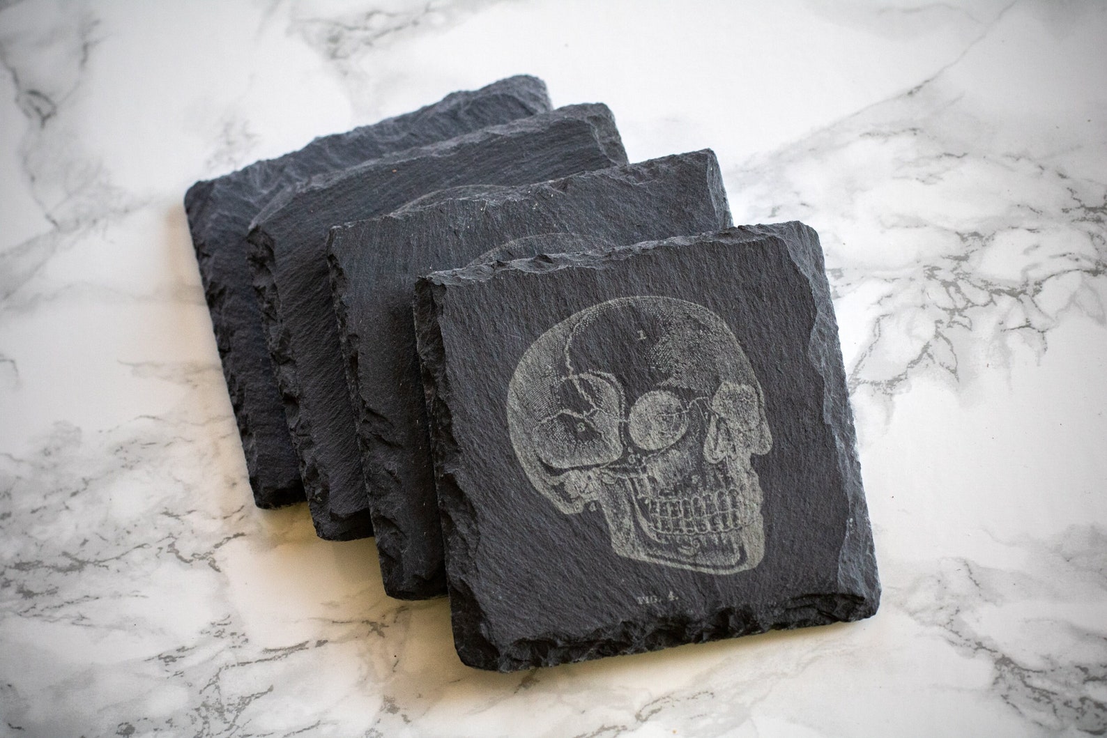 Skull Slate Coasters Vintage Style Coasters Set 4 Pack - Etsy