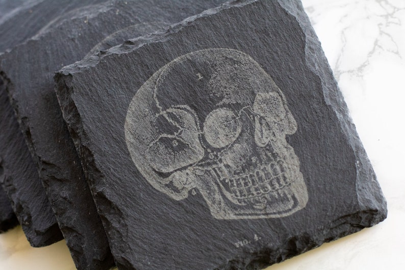 Skull Slate Coasters Vintage Style Coasters Set 4 Pack - Etsy