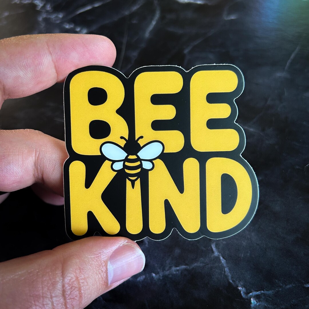 Bee Kind Vinyl Sticker – Bold Yellow Bee Decal | Waterproof Kindness ...