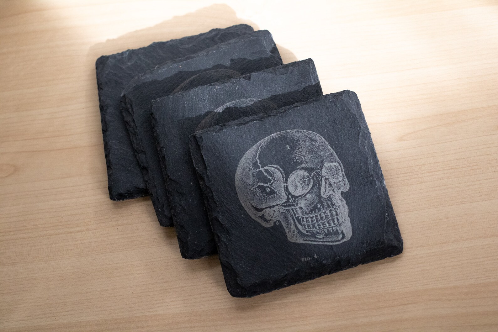 Skull Slate Coasters Vintage Style Coasters Set 4 Pack - Etsy